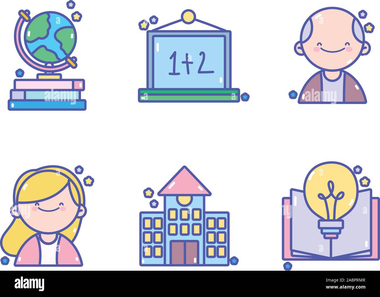 back to school education learn icons set vector illustration Stock ...