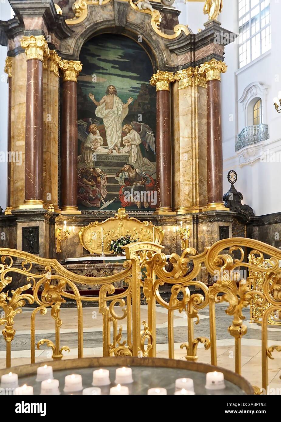 Inside Main church of Hamburg in Germany named St Michaelis church or ...