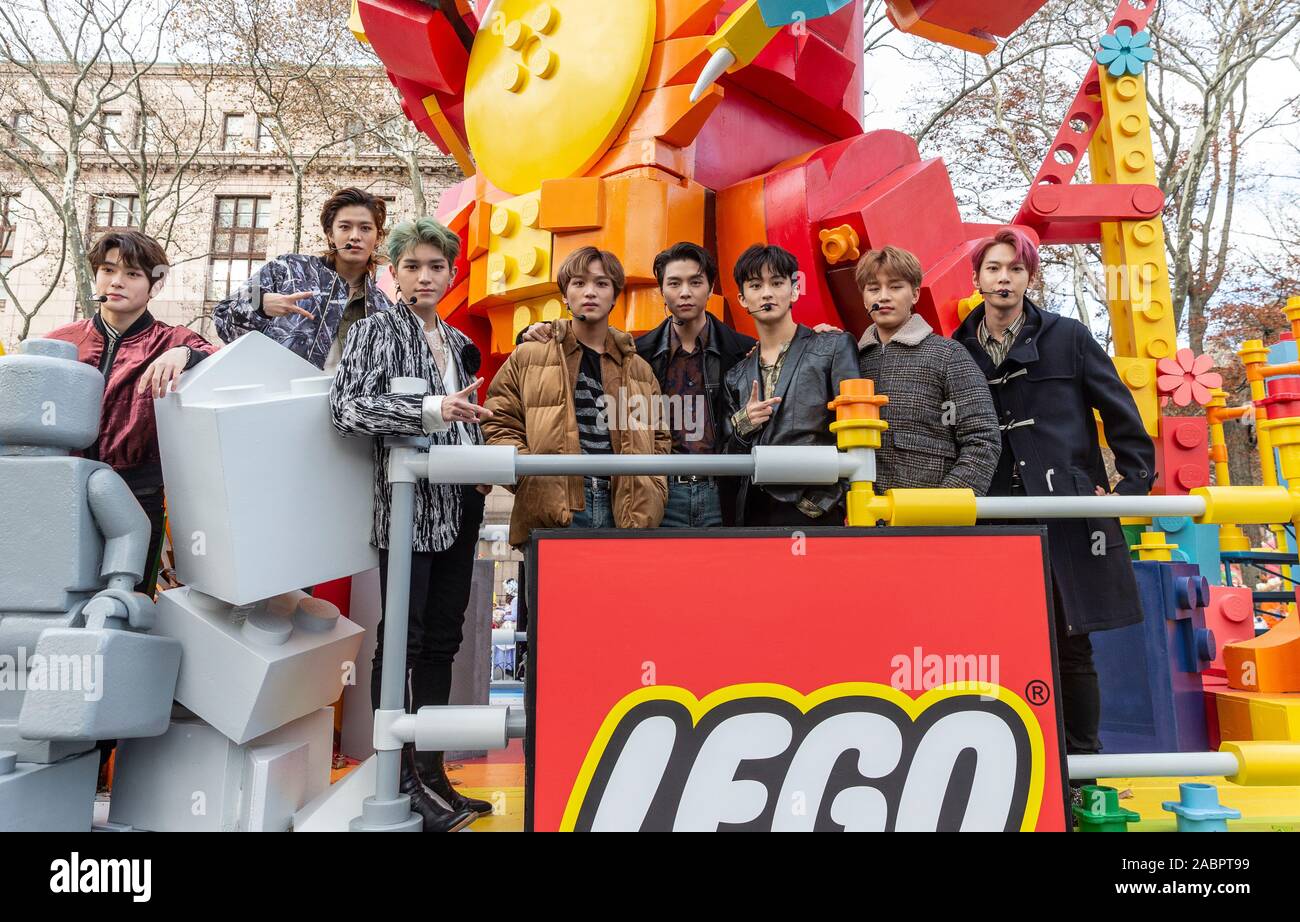 New York, NY - November 28, 2019: K-Pop NCT 127 group rides float Brick ...