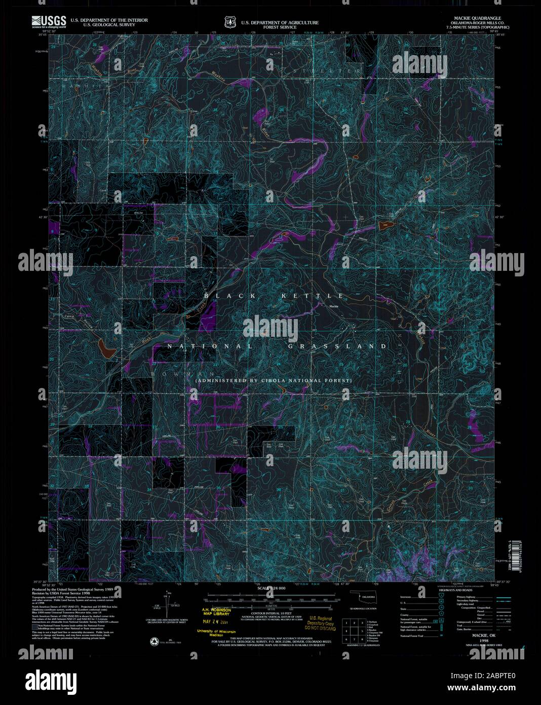 USGS TOPO Map Oklahoma OK Mackie 706290 1998 24000 Inverted Restoration ...