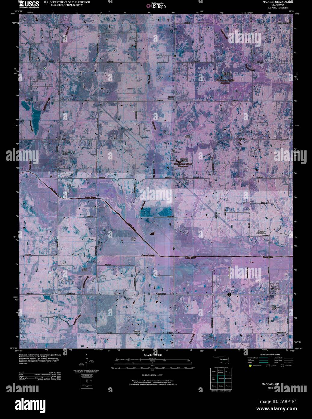 USGS TOPO Map Oklahoma OK Macomb 20091230 TM Inverted Restoration Stock ...