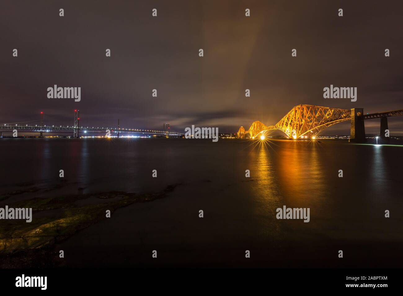 Forth Railway Bridge at Night. Edinburgh. Scotland Stock Photo - Alamy
