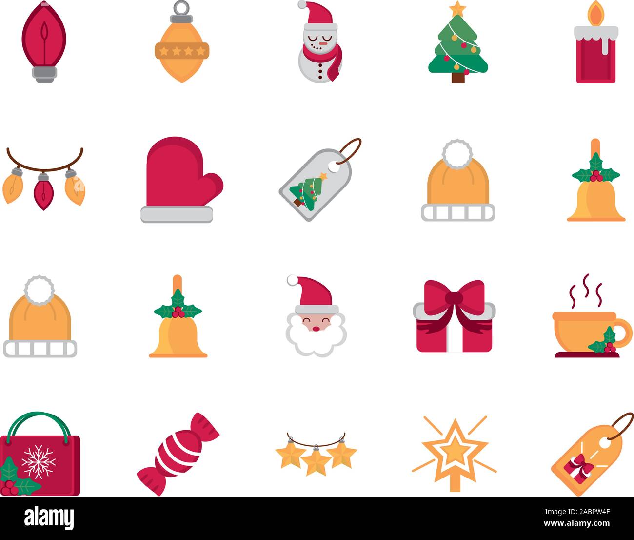 celebration decoration happy christmas icons collection vector ...