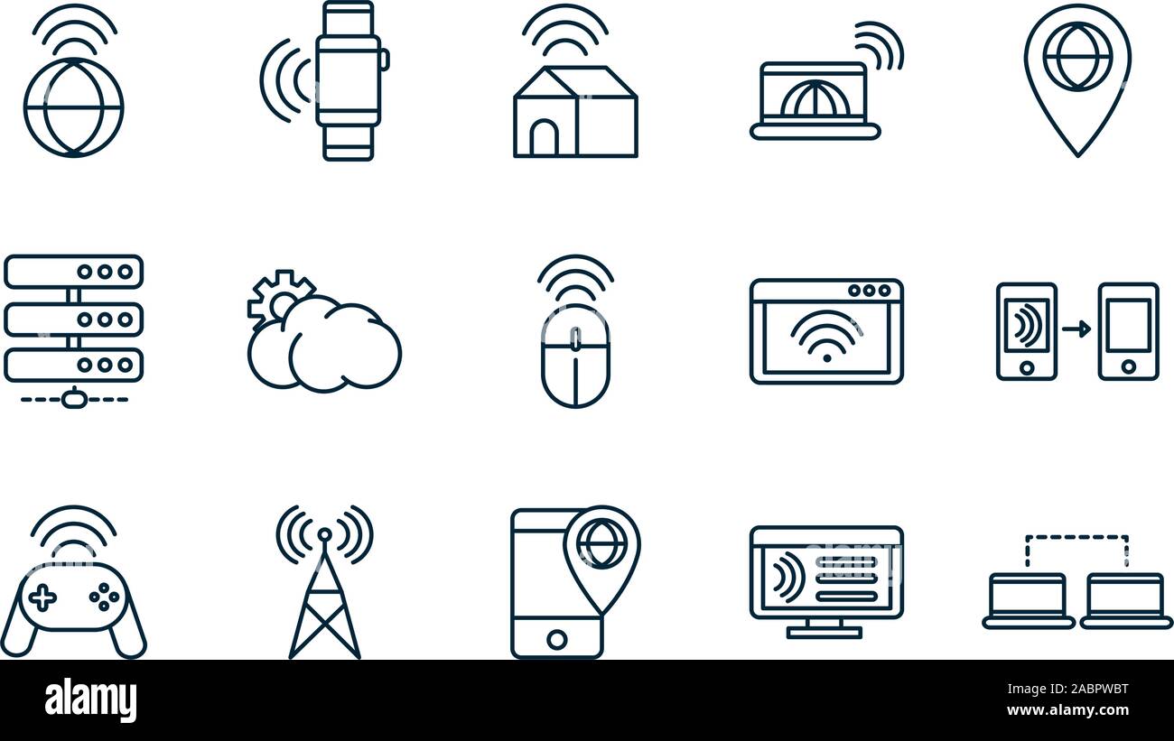 internet of things line icons set vector illustration Stock Vector ...