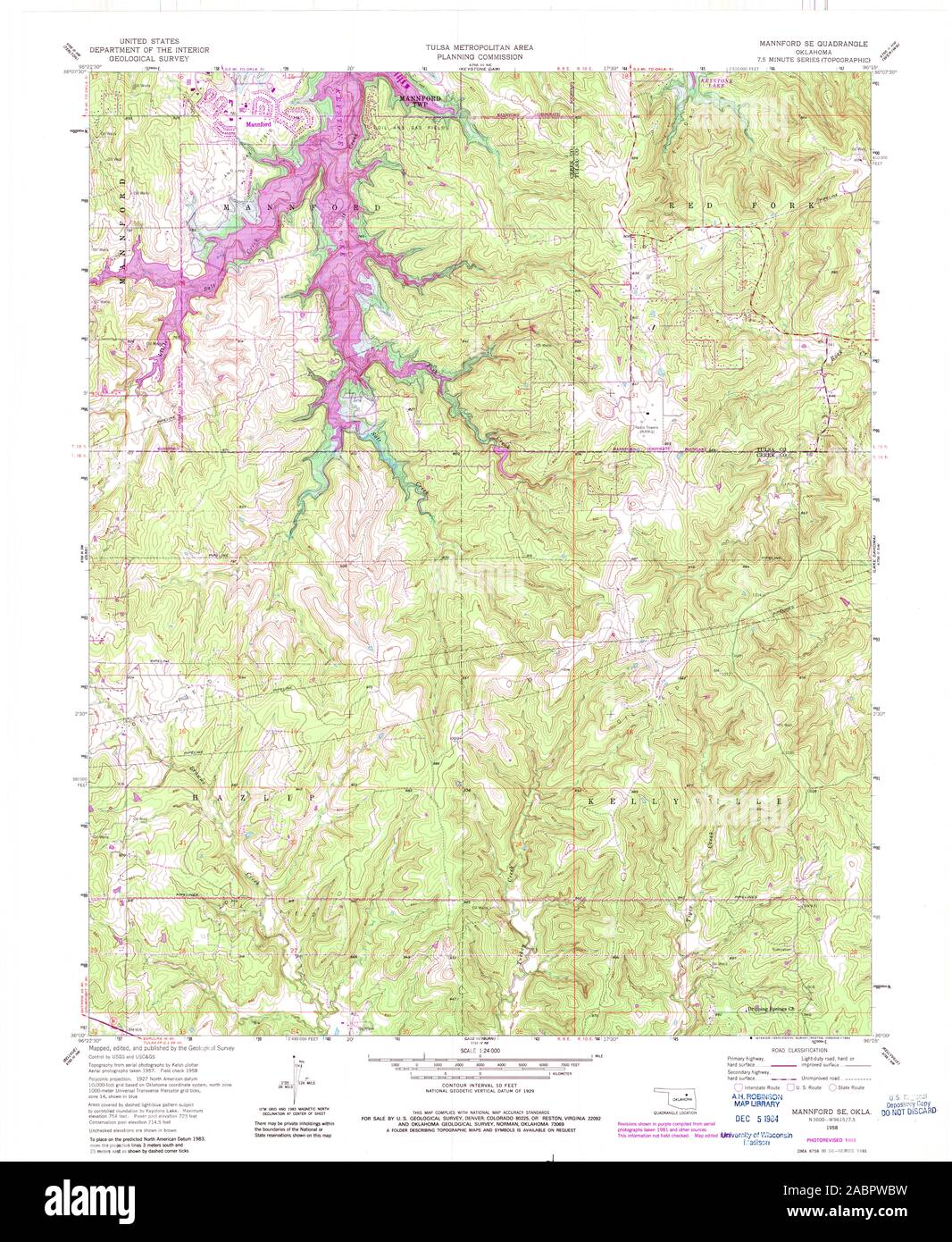 USGS TOPO Map Oklahoma OK Mannford SE 706306 1958 24000 Restoration ...