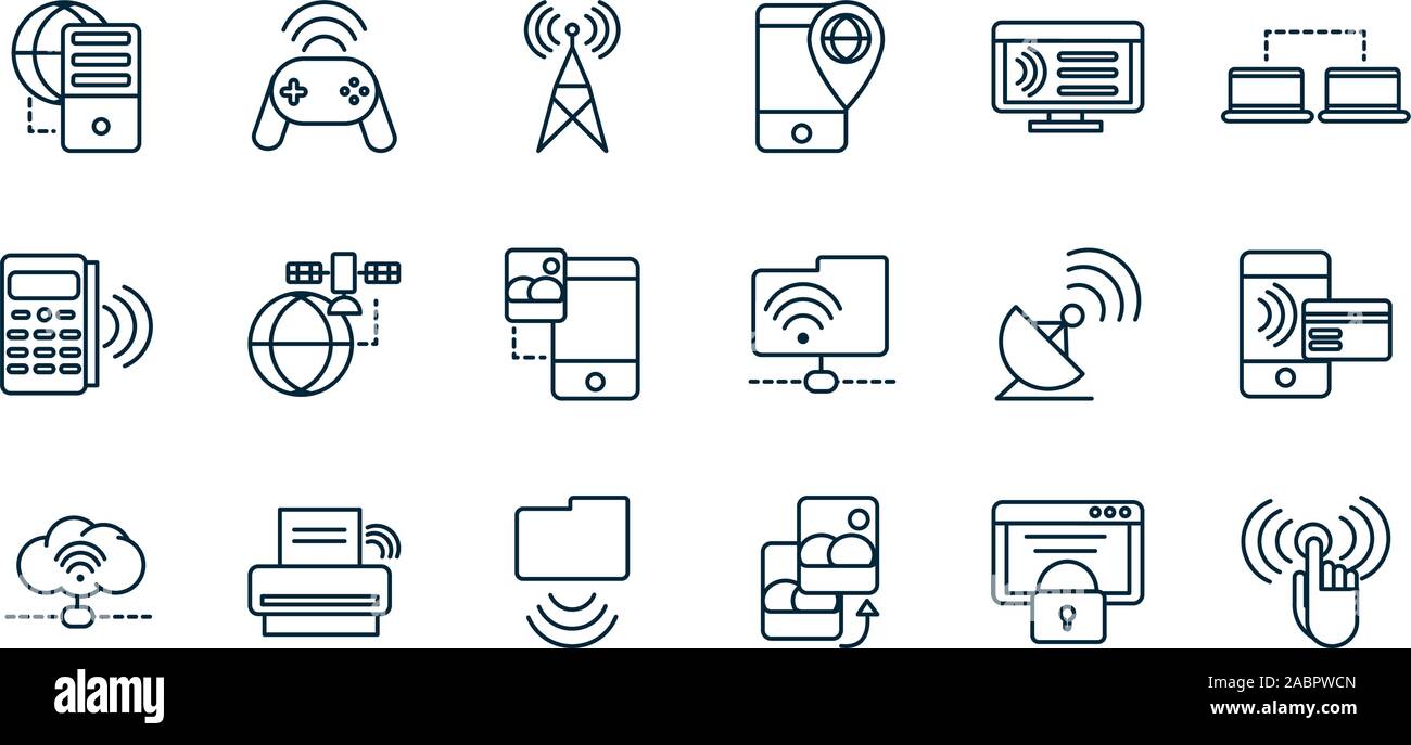 internet of things line icons set vector illustration Stock Vector ...