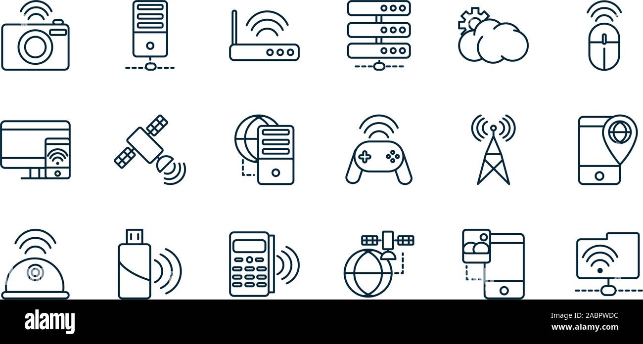 internet of things line icons set vector illustration Stock Vector ...
