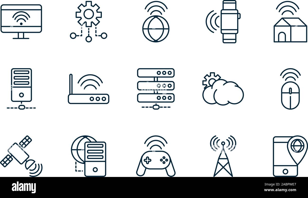 internet of things line icons set vector illustration Stock Vector ...