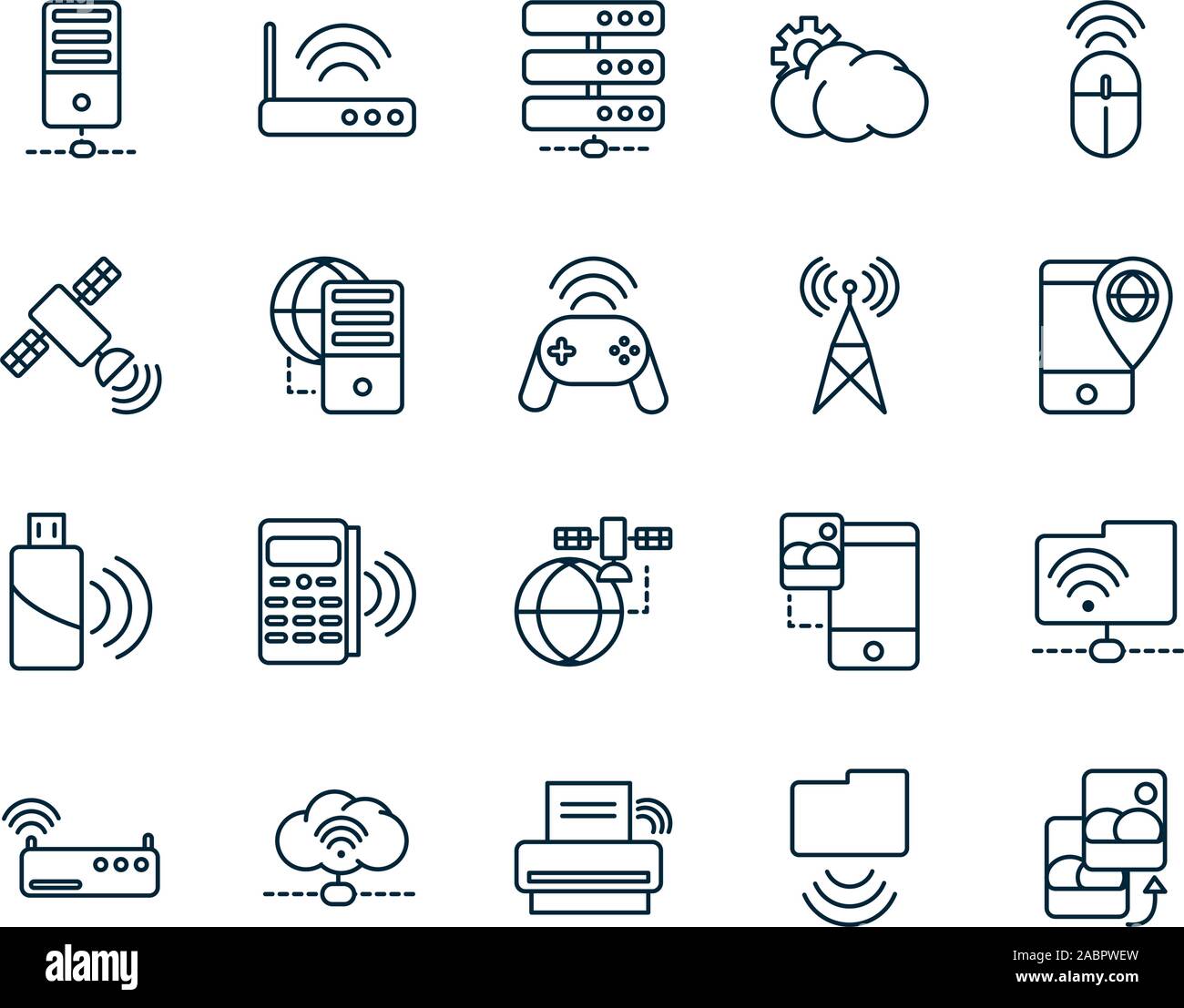 internet of things line icons set vector illustration Stock Vector ...