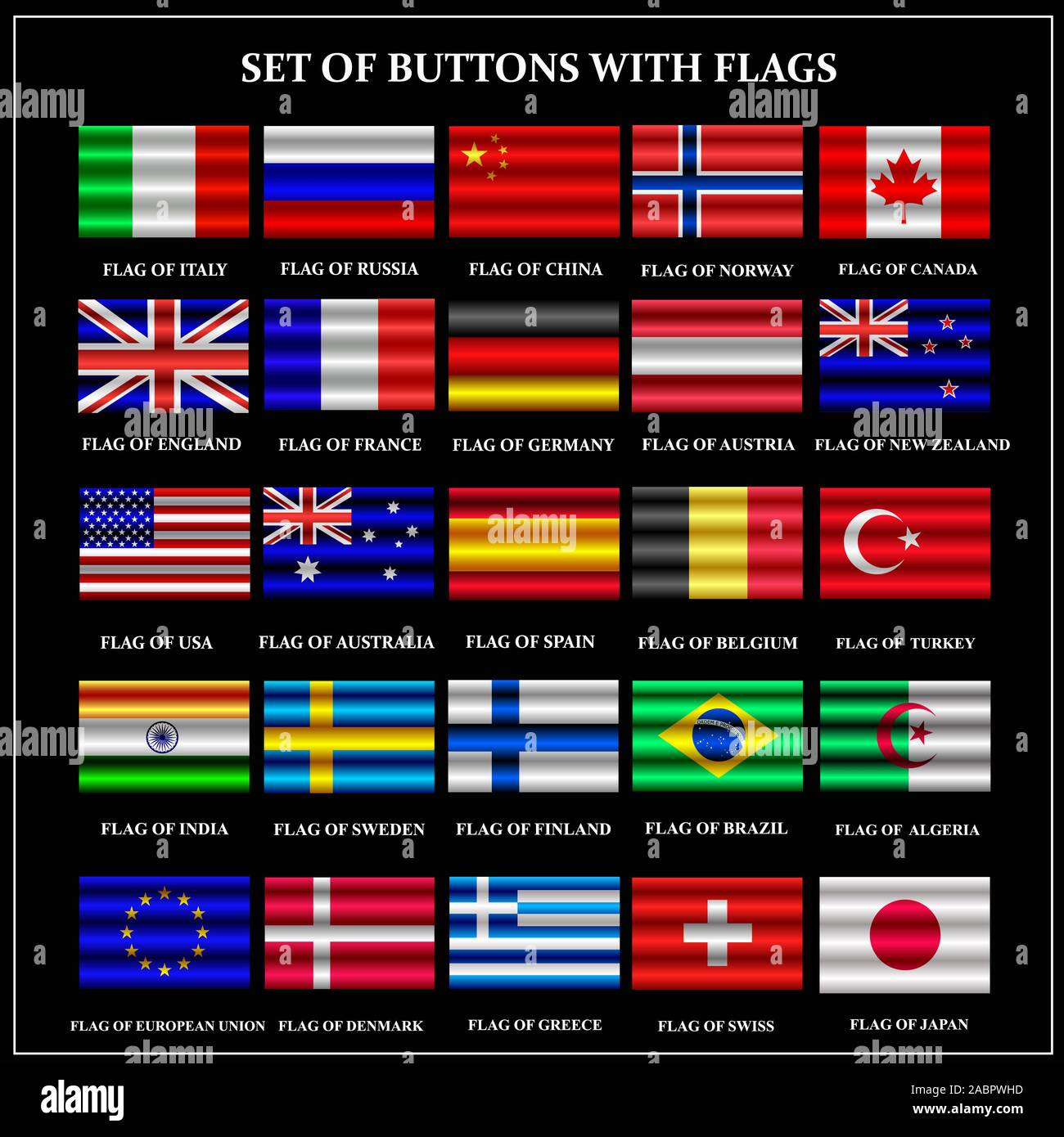 Set of banners with flags. Colorful illustration with flags of the ...