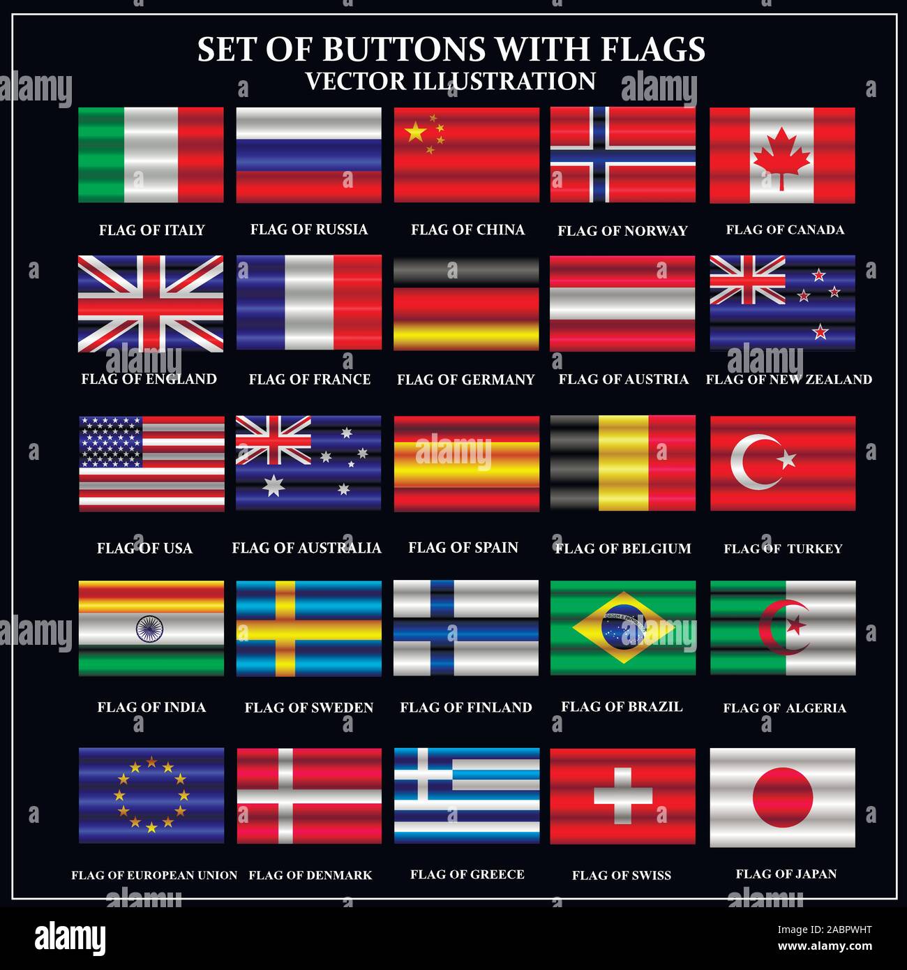 Set of banners with flags. Colorful illustration with flags of the ...