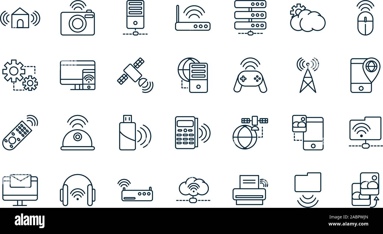 internet of things line icons set vector illustration Stock Vector ...