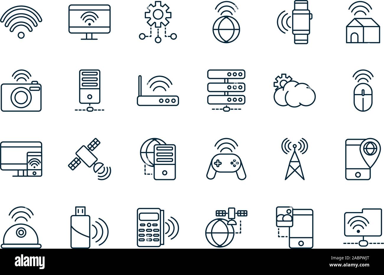 internet of things line icons set vector illustration Stock Vector ...