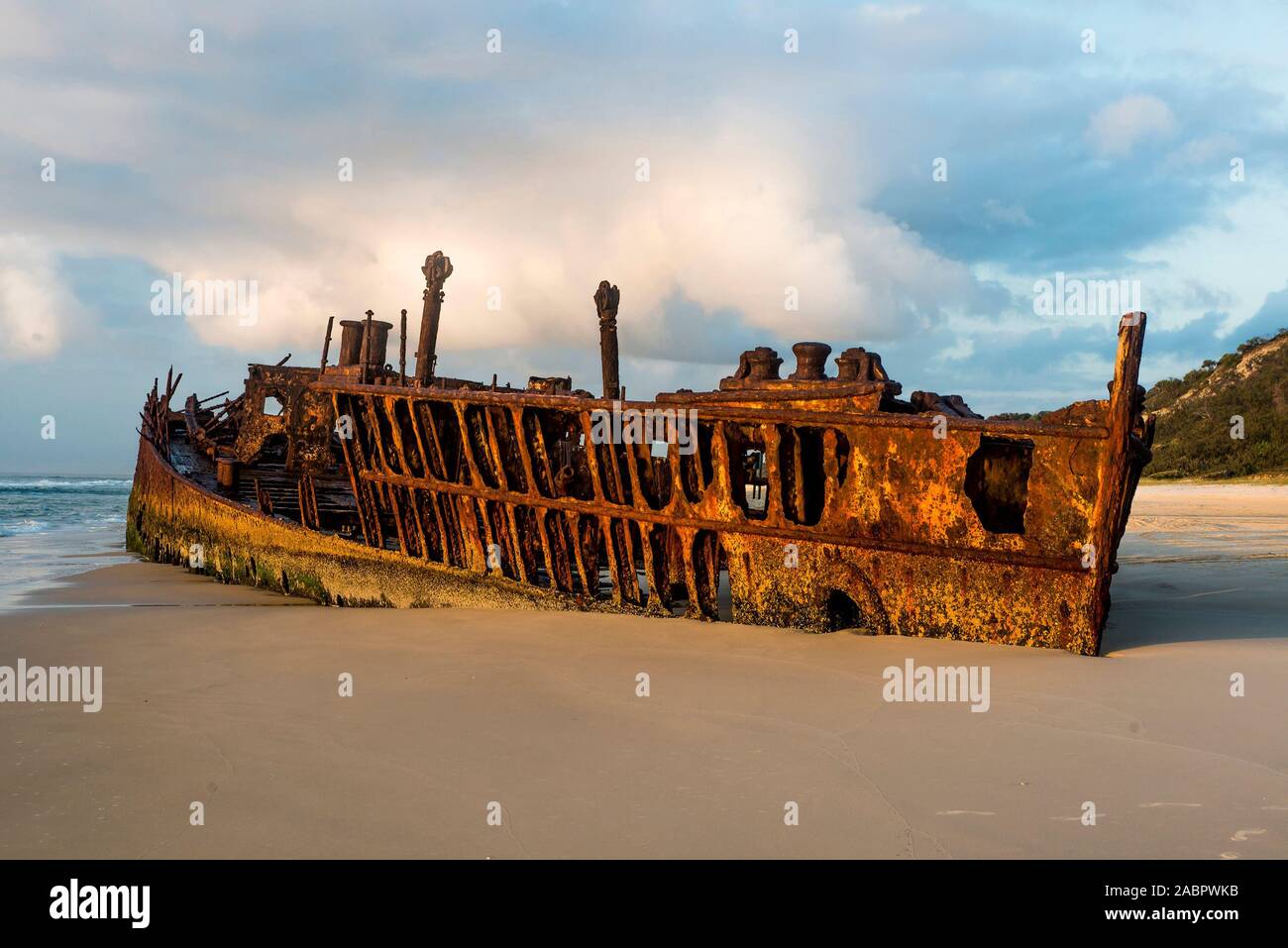 The wreck of the ’Maheno’ once a luxury passenger ship that came to ...