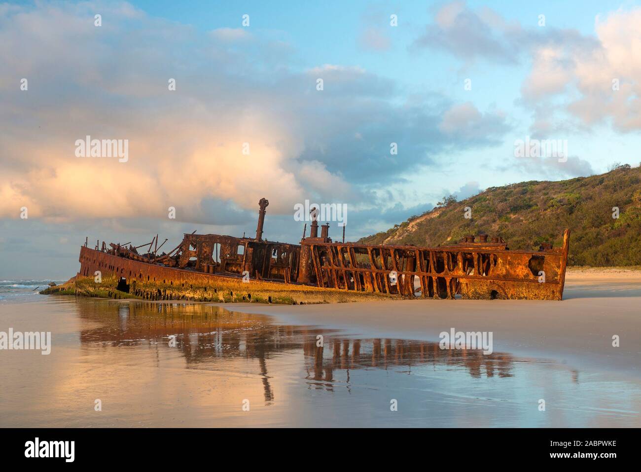 The wreck of the ’Maheno’ once a luxury passenger ship that came to ...