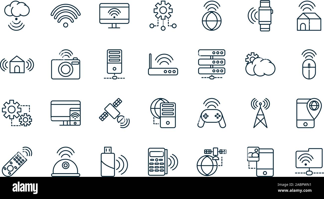 internet of things line icons set vector illustration Stock Vector ...