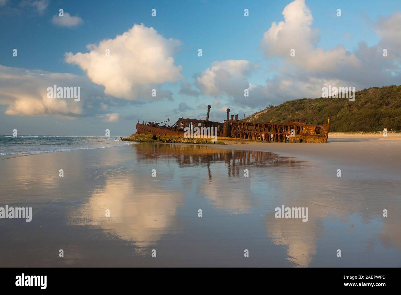The wreck of the ’Maheno’ once a luxury passenger ship that came to ...