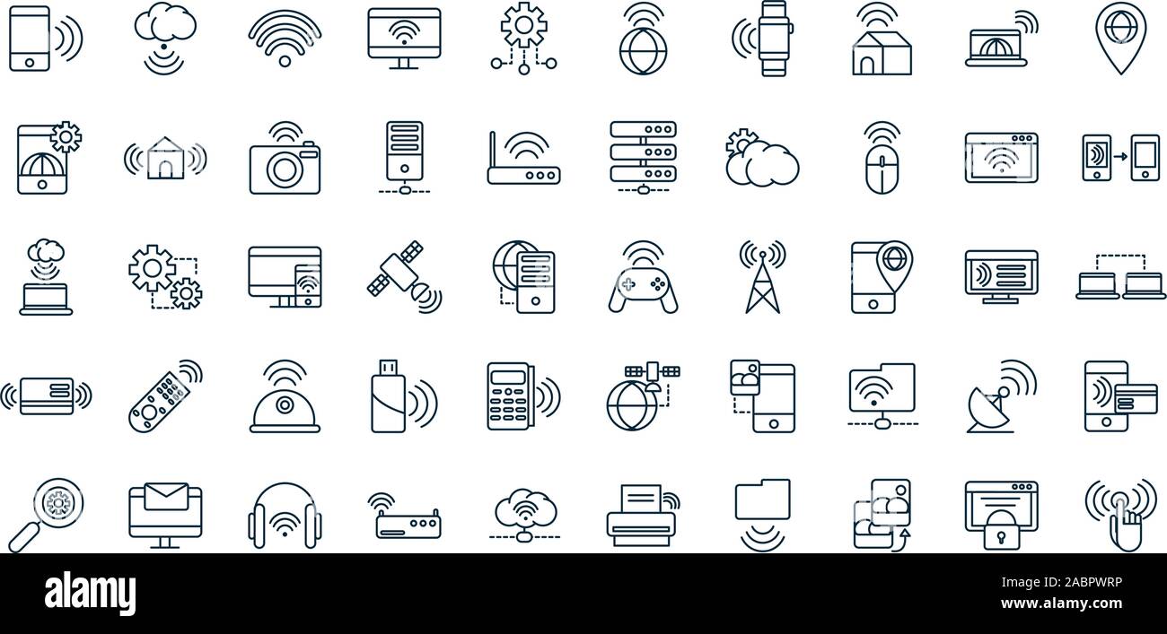 internet of things line icons set vector illustration Stock Vector ...