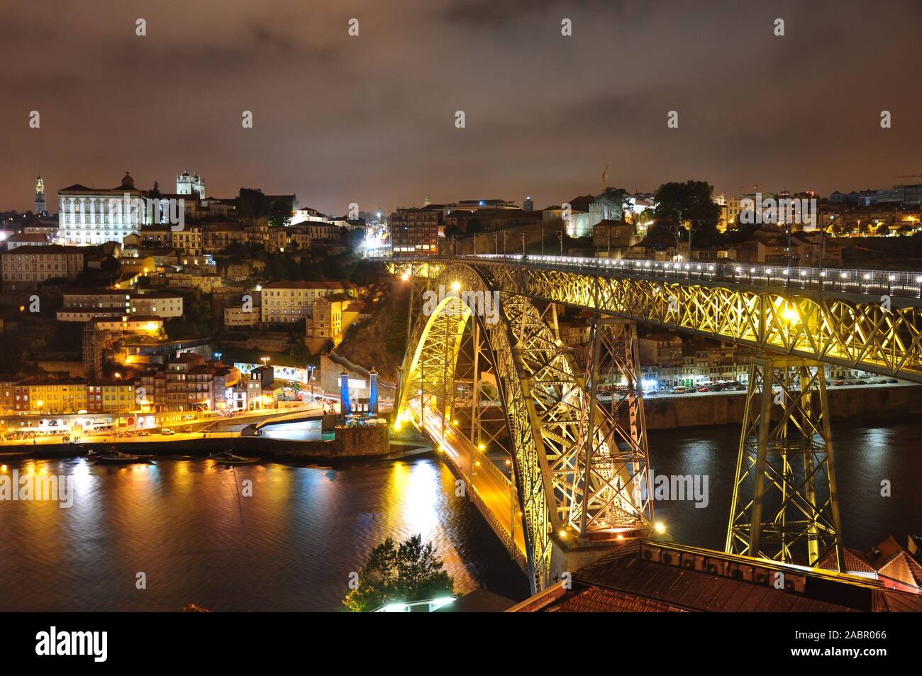 Night scene of Porto city over Douro river Stock Photo - Alamy