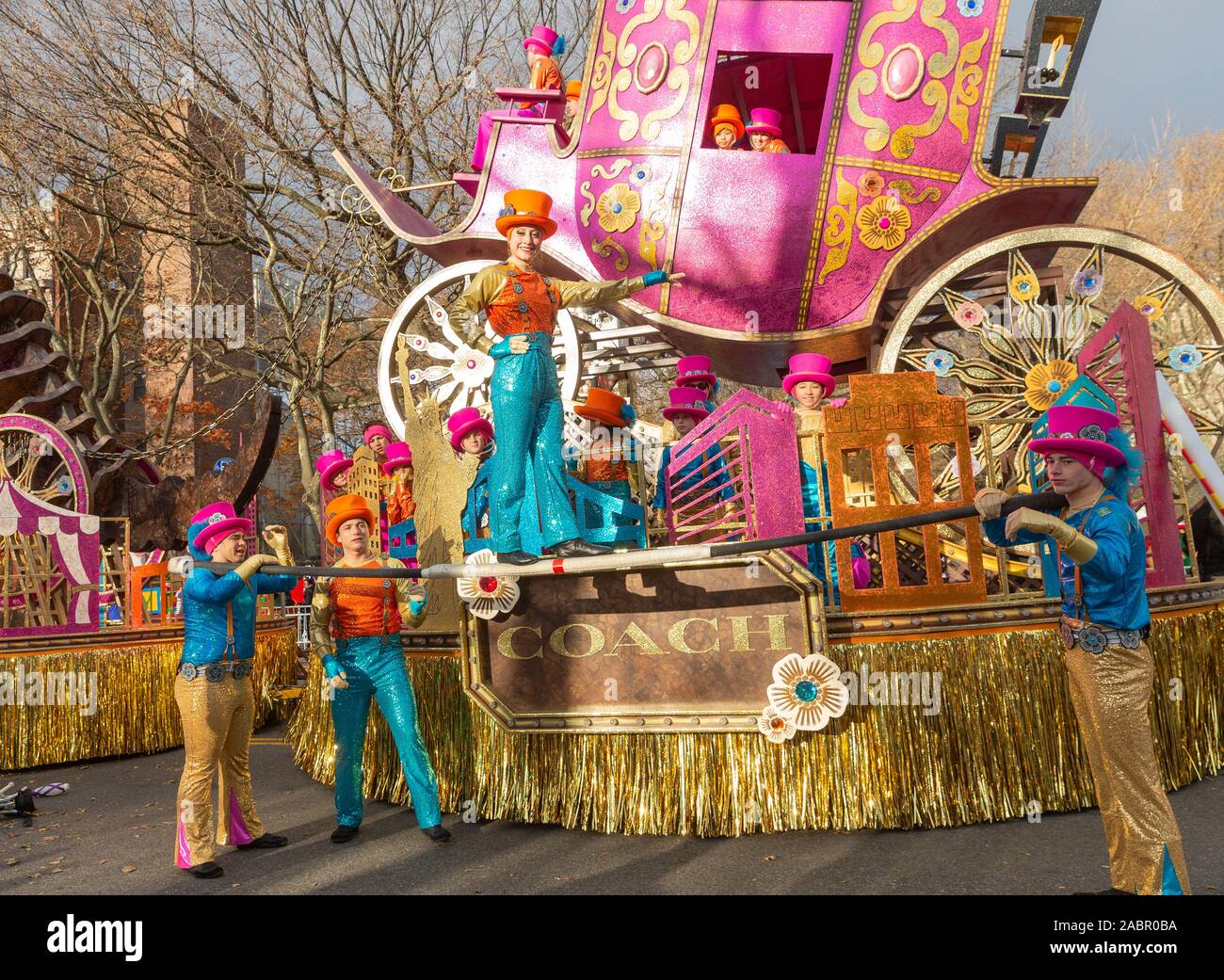 New York, NY - November 28, 2019: Members of Gamma Phi Circus of ...