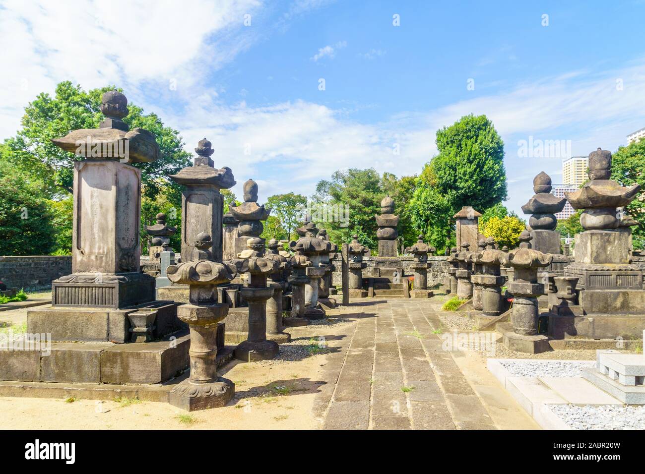 Tokyo, Japan - September 28, 2019: View of old gravestones in the ...