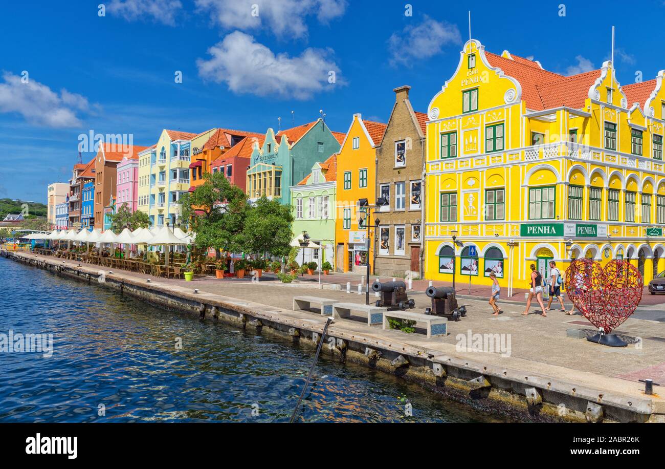 Curacao shops seen from the Emma bridge on Curacao Stock Photo - Alamy