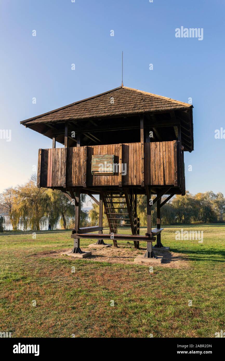 Wooden lookout tower on the island of Kanyavar, Hungary Stock Photo - Alamy