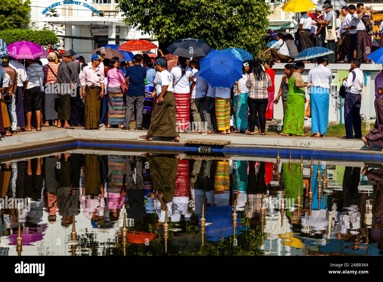 A Political Gathering, Maha Bandula Park, Yangon, Myanmar Stock Photo ...