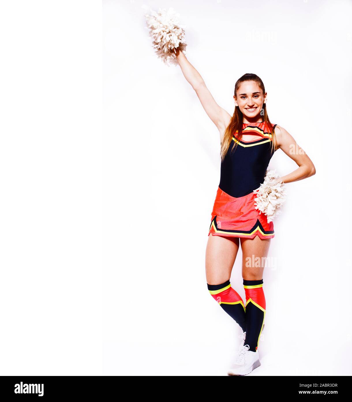 young smiling cheerleader girl isolated on white background Stock Photo ...