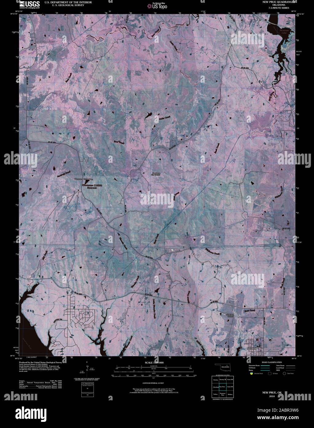 USGS TOPO Map Oklahoma OK New Prue 20100128 TM Inverted Restoration ...