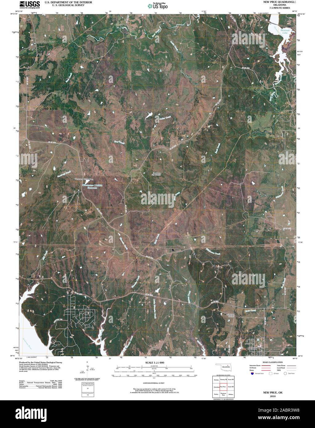 USGS TOPO Map Oklahoma OK New Prue 20100128 TM Restoration Stock Photo ...