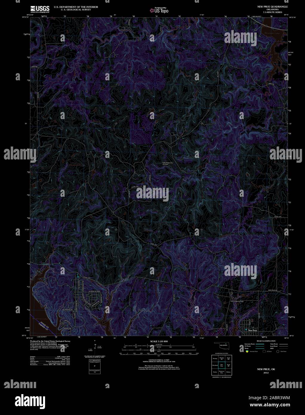USGS TOPO Map Oklahoma OK New Prue 20121214 TM Inverted Restoration ...