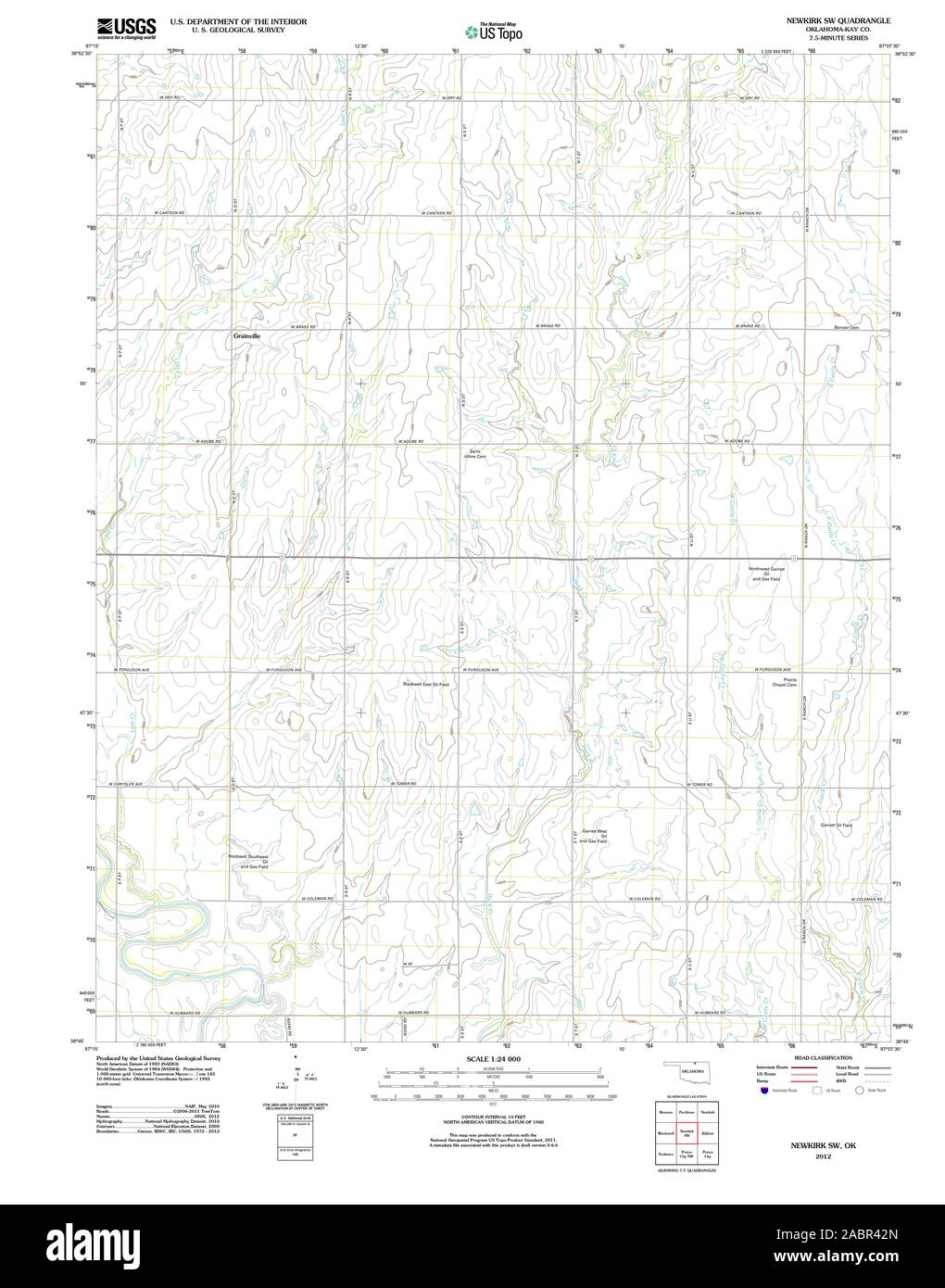USGS TOPO Map Oklahoma OK Newkirk SW 20121113 TM Restoration Stock ...