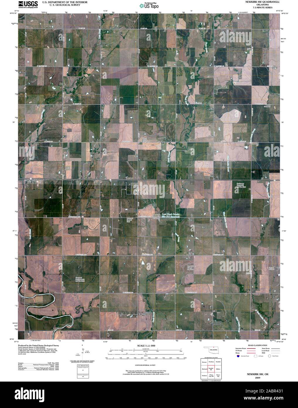 USGS TOPO Map Oklahoma OK Newkirk SW 20091231 TM Restoration Stock ...