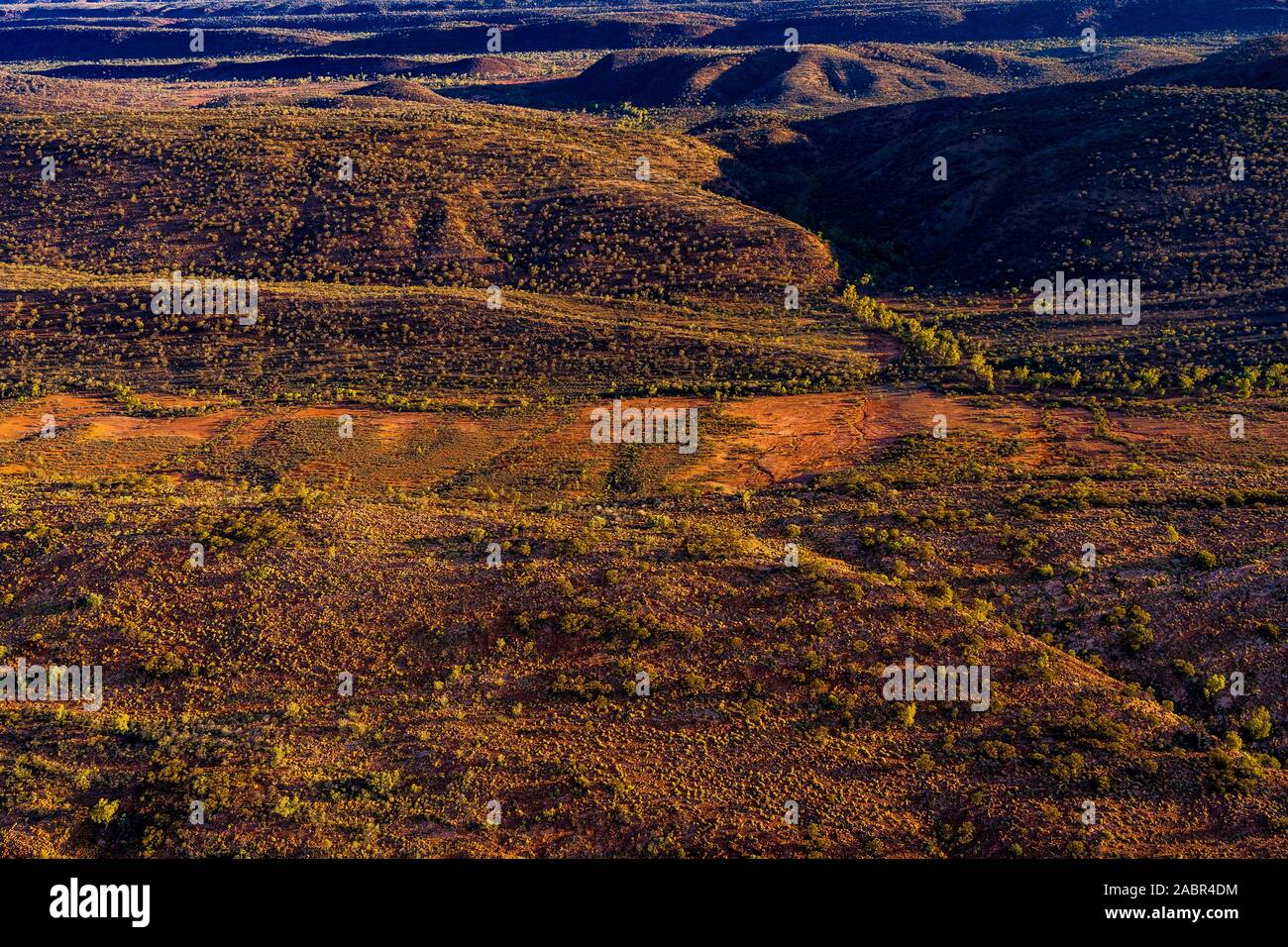 Aerial view of the George Gill ranges in remote central Australia in ...