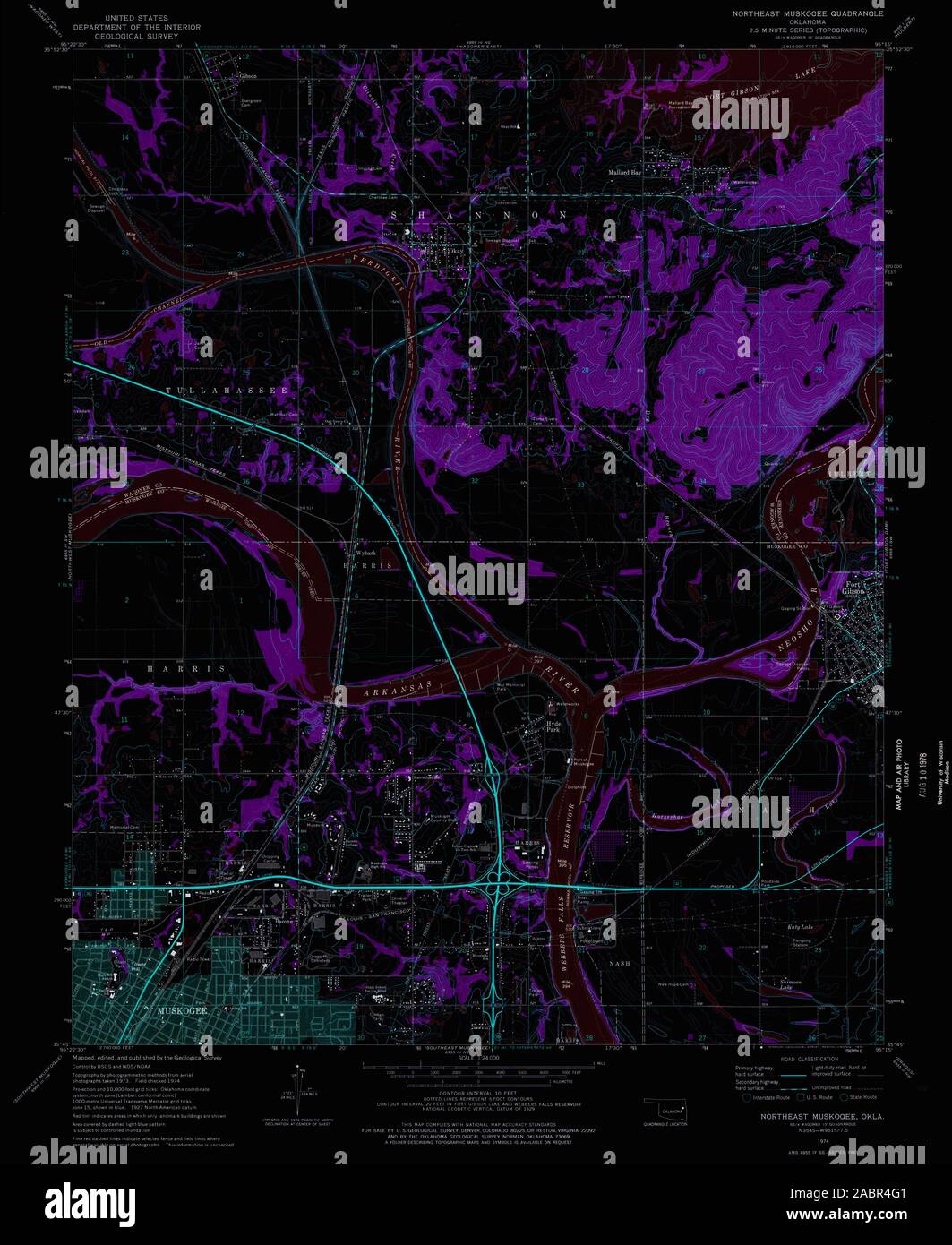 Map of muskogee oklahoma hi-res stock photography and images - Alamy