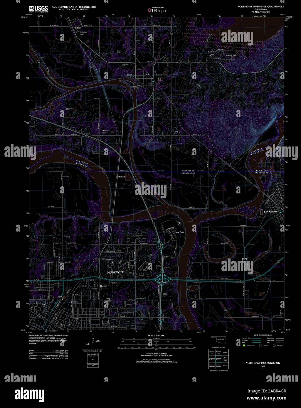 Muskogee map hi-res stock photography and images - Alamy