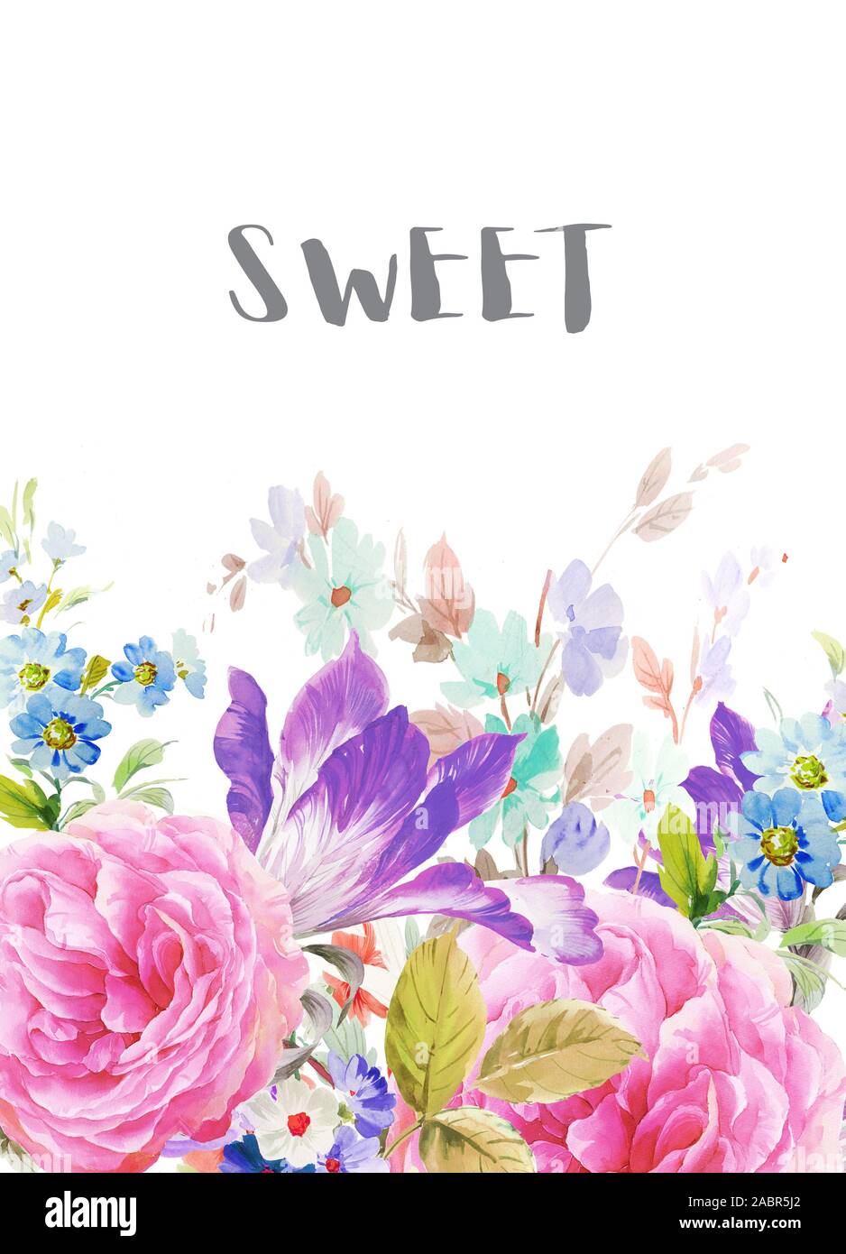 Watercolor flowers illustration Stock Photo - Alamy