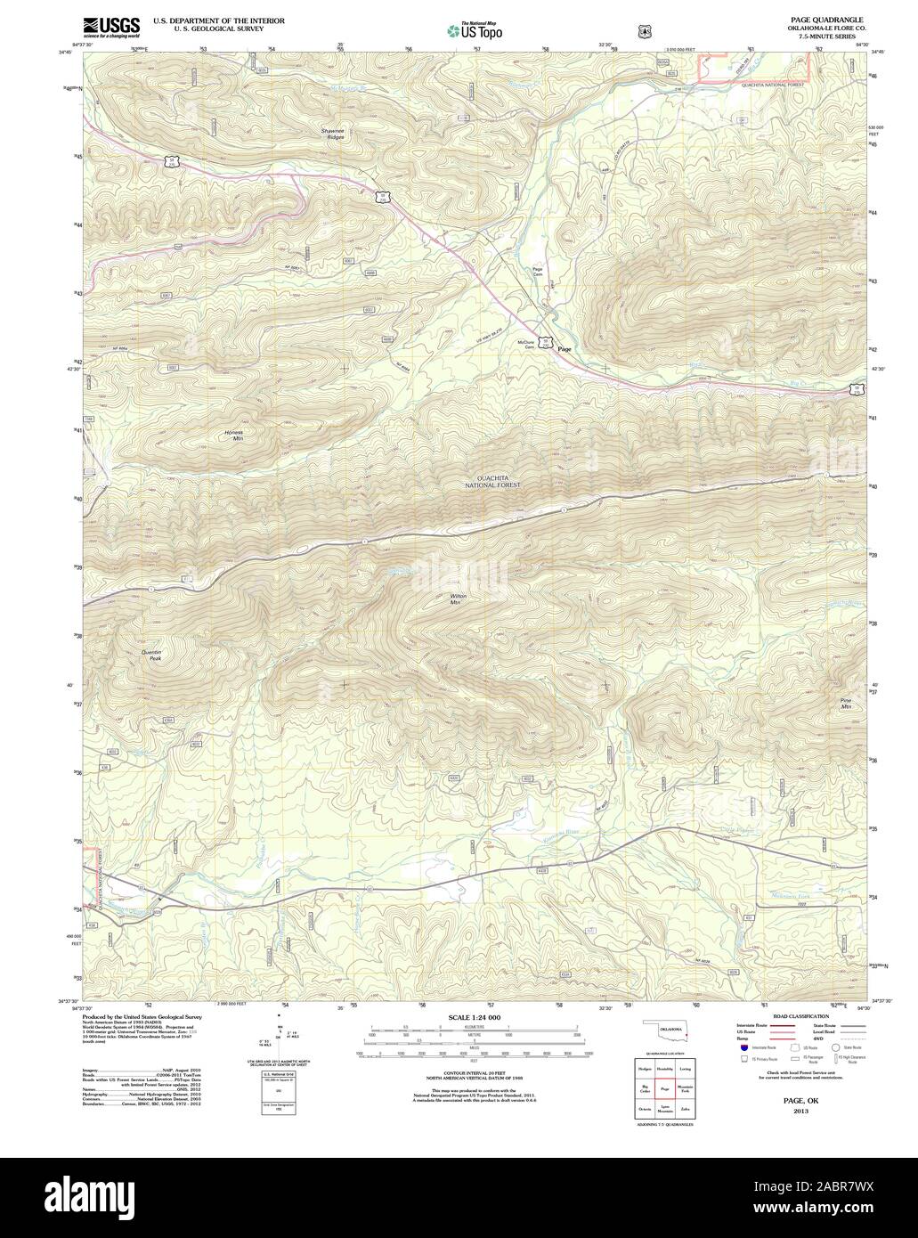USGS TOPO Map Oklahoma OK Page 20130115 TM Restoration Stock Photo - Alamy