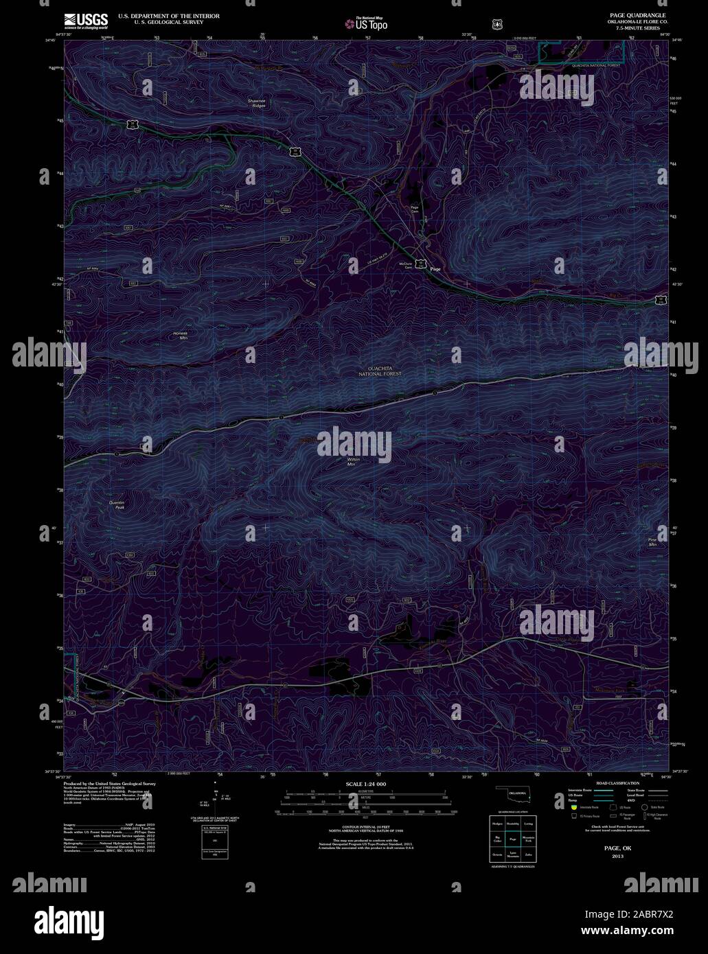 USGS TOPO Map Oklahoma OK Page 20130115 TM Inverted Restoration Stock ...