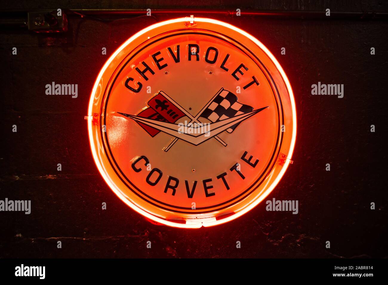 Chevrolet Corvette Neon Marketing sign Stock Photo - Alamy