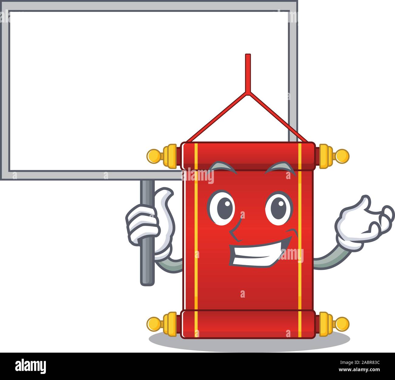Smiling chinese scrolls cute cartoon style Bring board Stock Vector ...