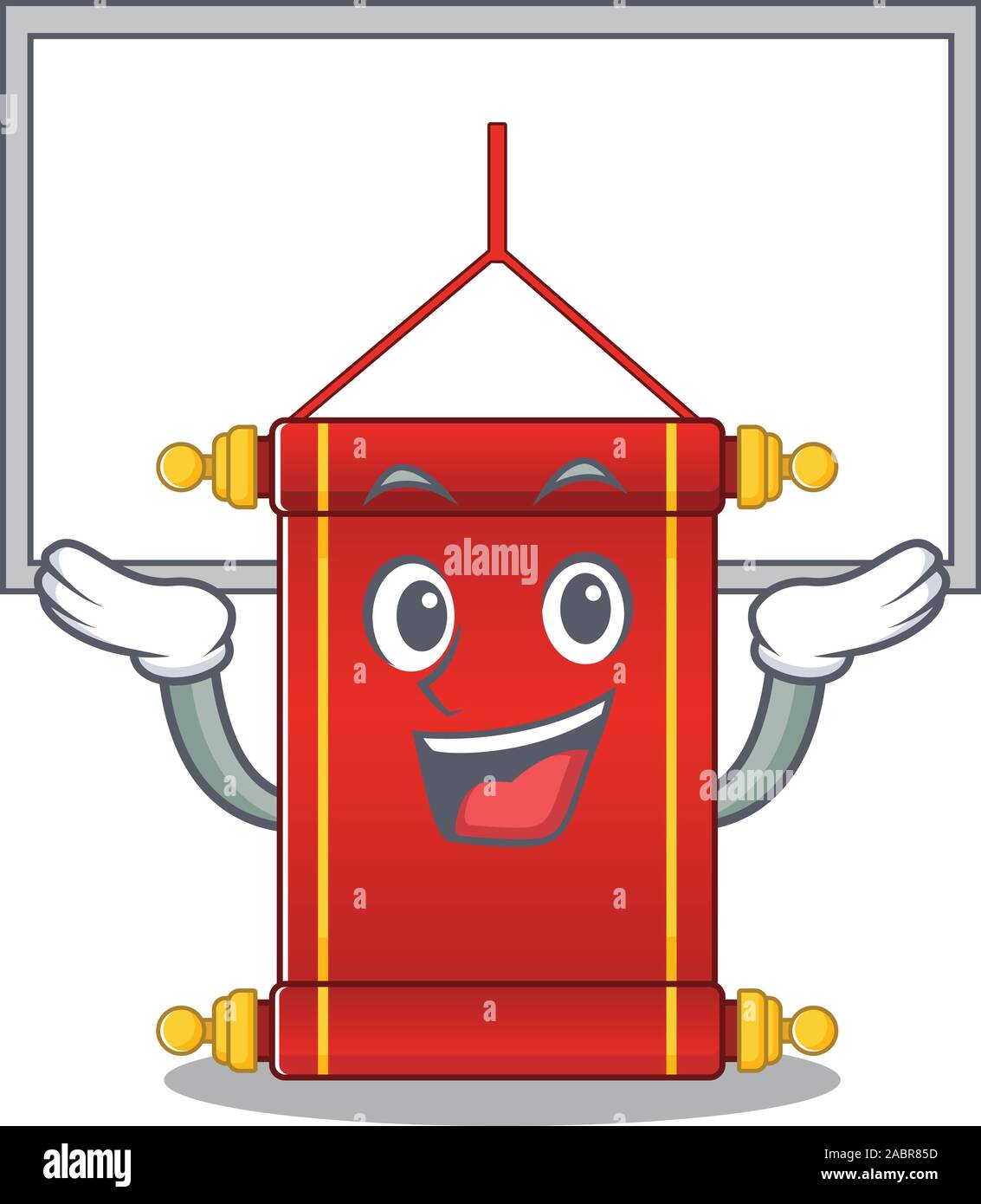 cute cartoon character chinese scrolls raised up board Stock Vector ...