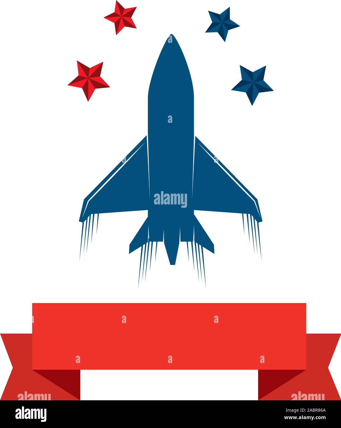 us army plane with stars with ribbon isolated icon Stock Vector Image ...