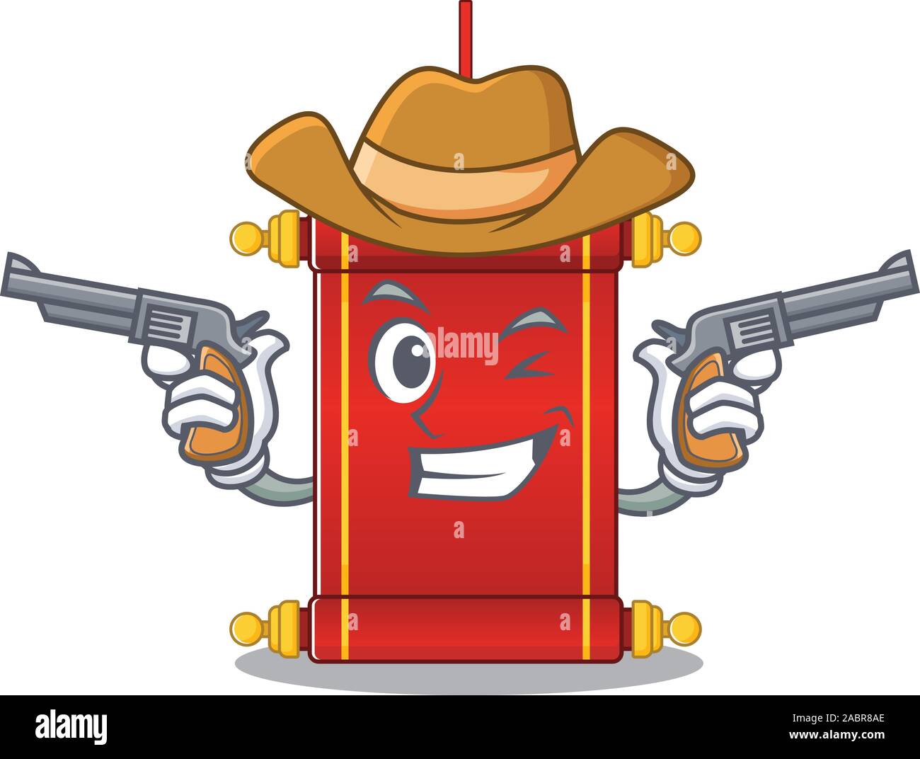 Chinese scrolls cartoon character as a Cowboy holding guns Stock Vector ...