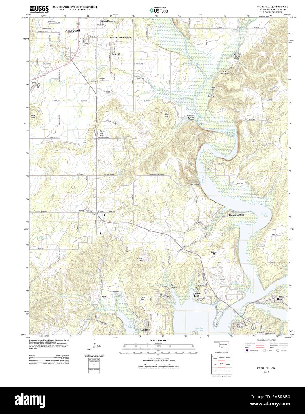 USGS TOPO Map Oklahoma OK Park Hill 20121107 TM Restoration Stock Photo ...