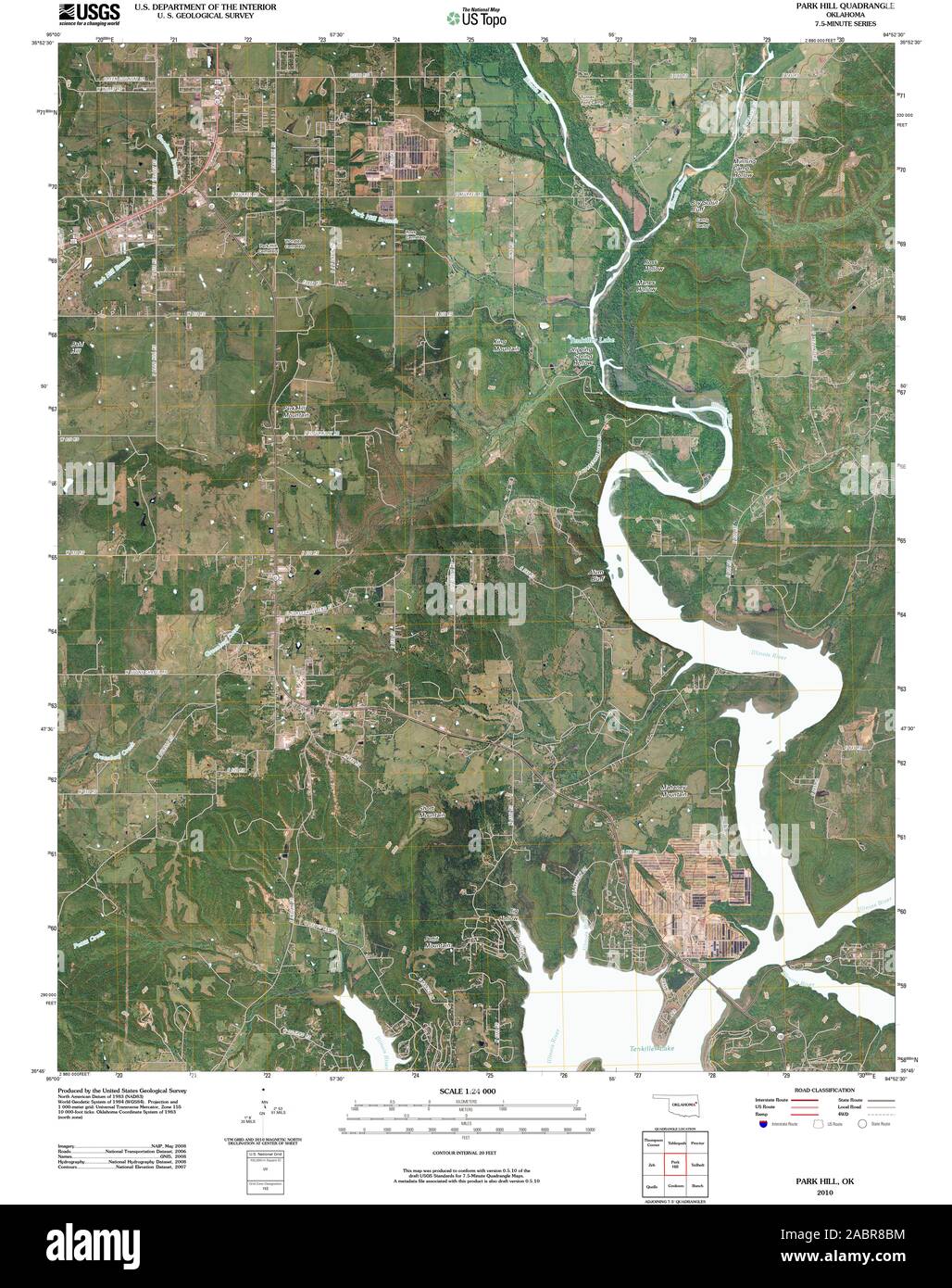 USGS TOPO Map Oklahoma OK Park Hill 20100105 TM Restoration Stock Photo ...