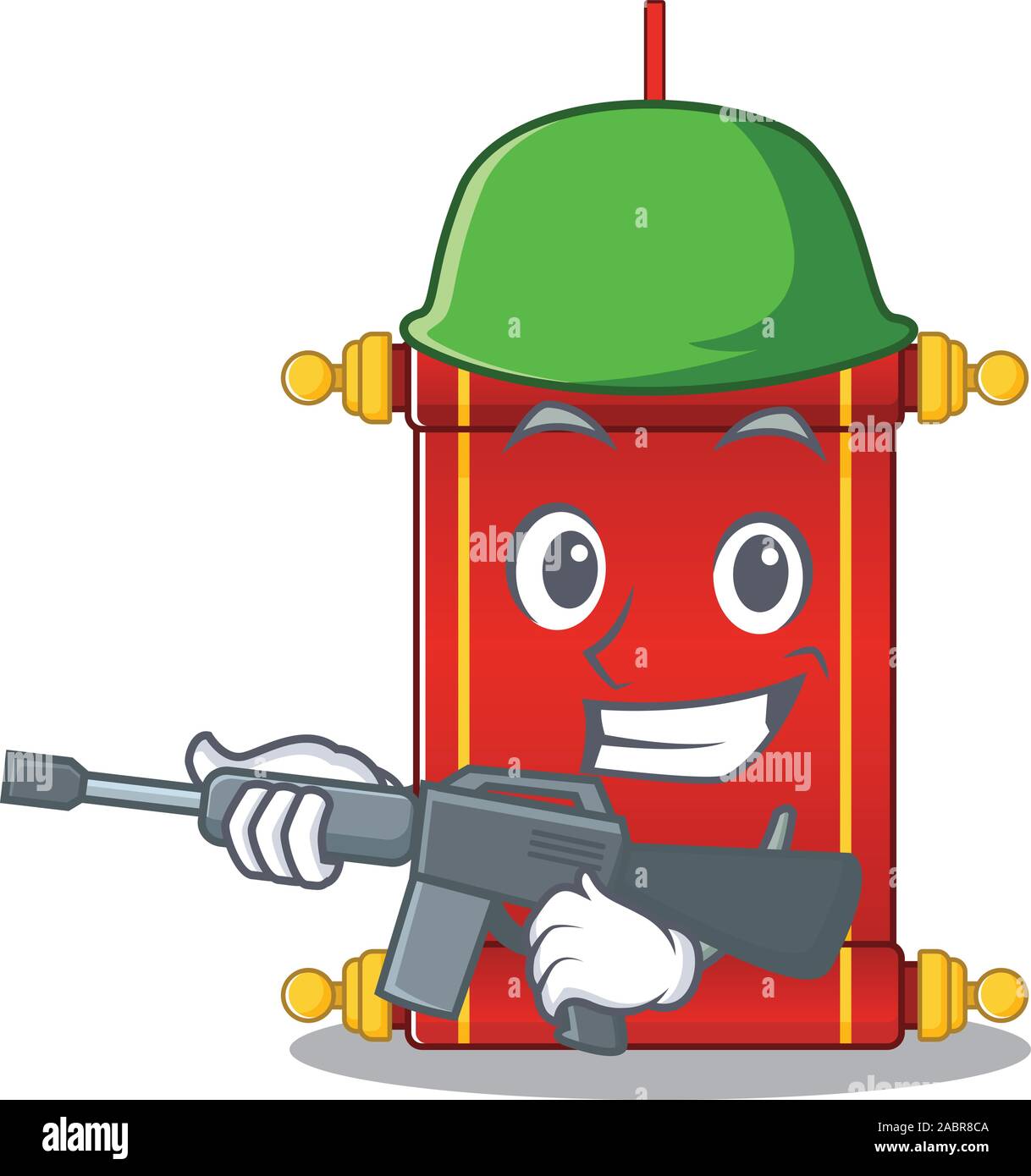 A cartoon style of chinese scrolls Army with machine gun Stock Vector ...