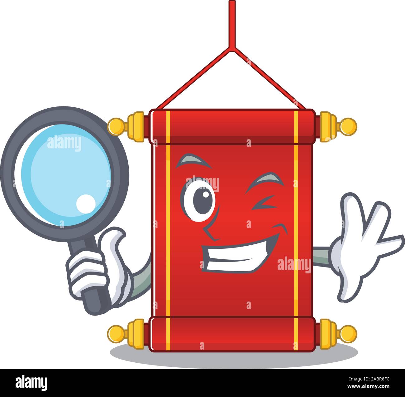 One eye chinese scrolls Detective cartoon character style Stock Vector ...