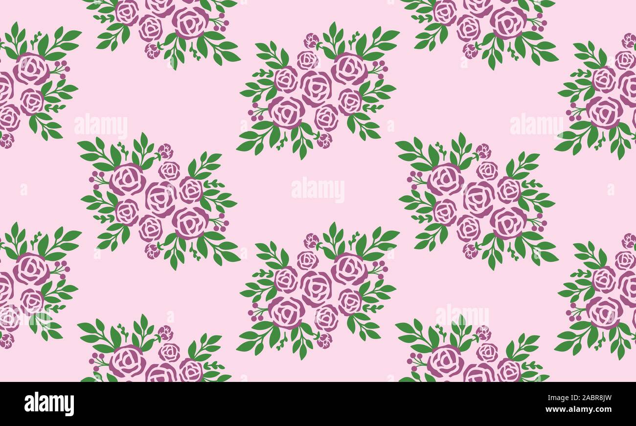 Seamless floral pattern with purple rose flower background Stock Vector ...